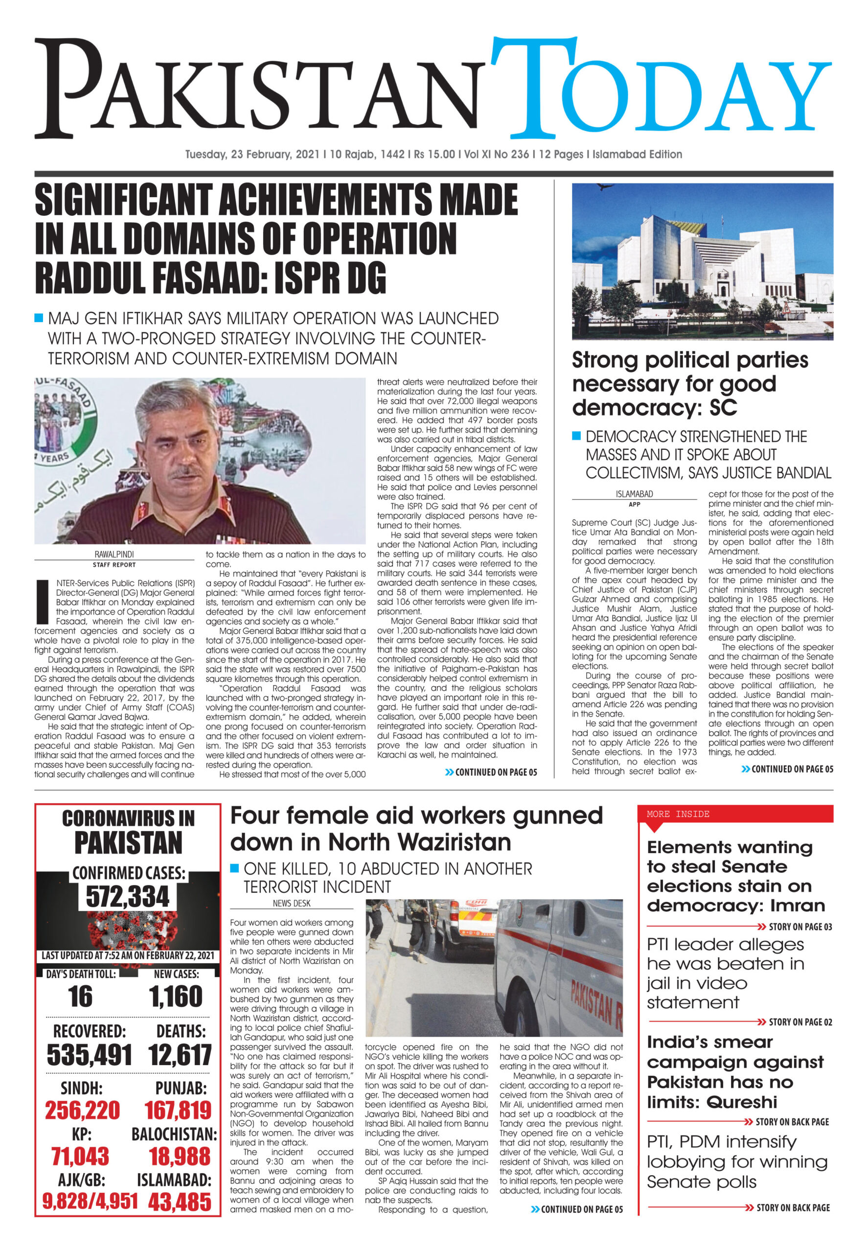 01 FRONT PAGE (23-2-2021)ISB | Pakistan Today