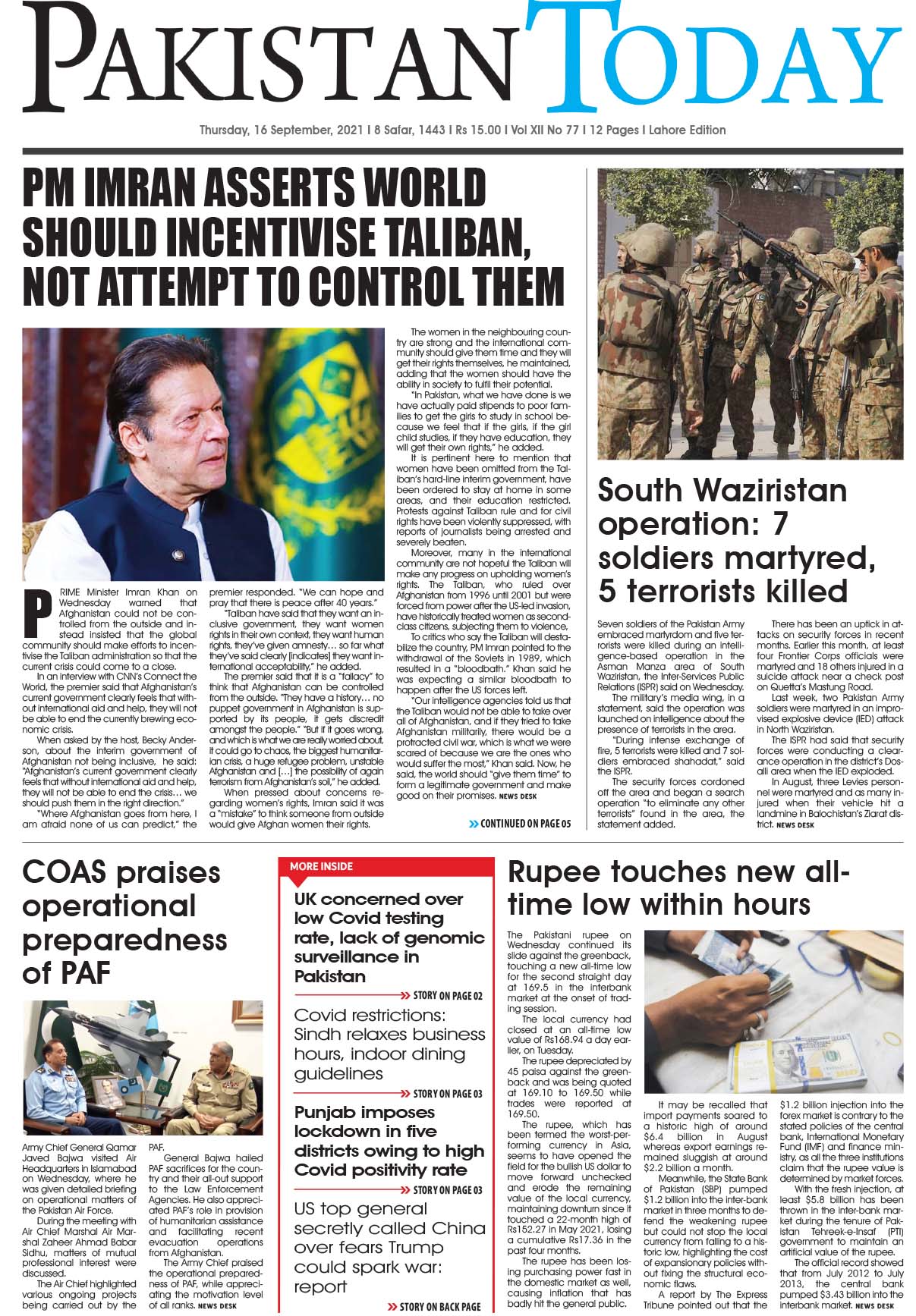 Epaper – September 16 LHR 2021 | Pakistan Today