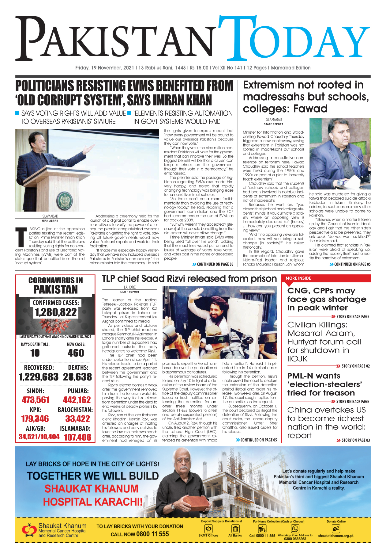 Epaper – November 19 ISB 2021 | Pakistan Today