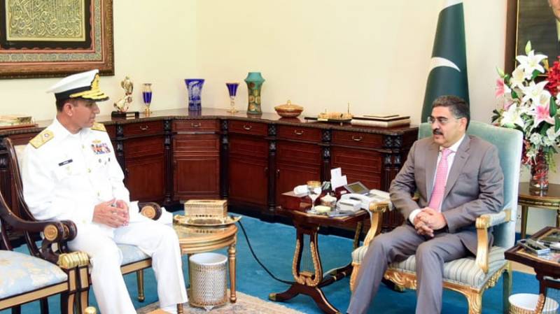 Caretaker PM lauds services of outgoing Naval Chief | Pakistan Today