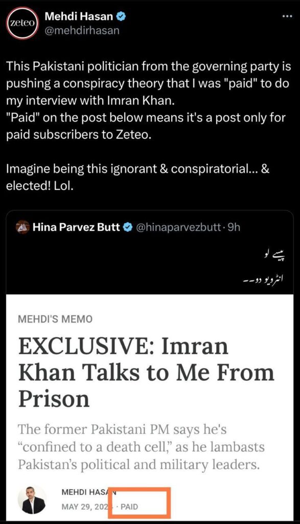 Fact check: Mehdi Hasan did not take money for Imran Khan interview as ...