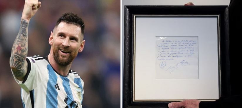 Signed Lionel Messi’s napkin, his first-ever Barcelona contract, goes ...