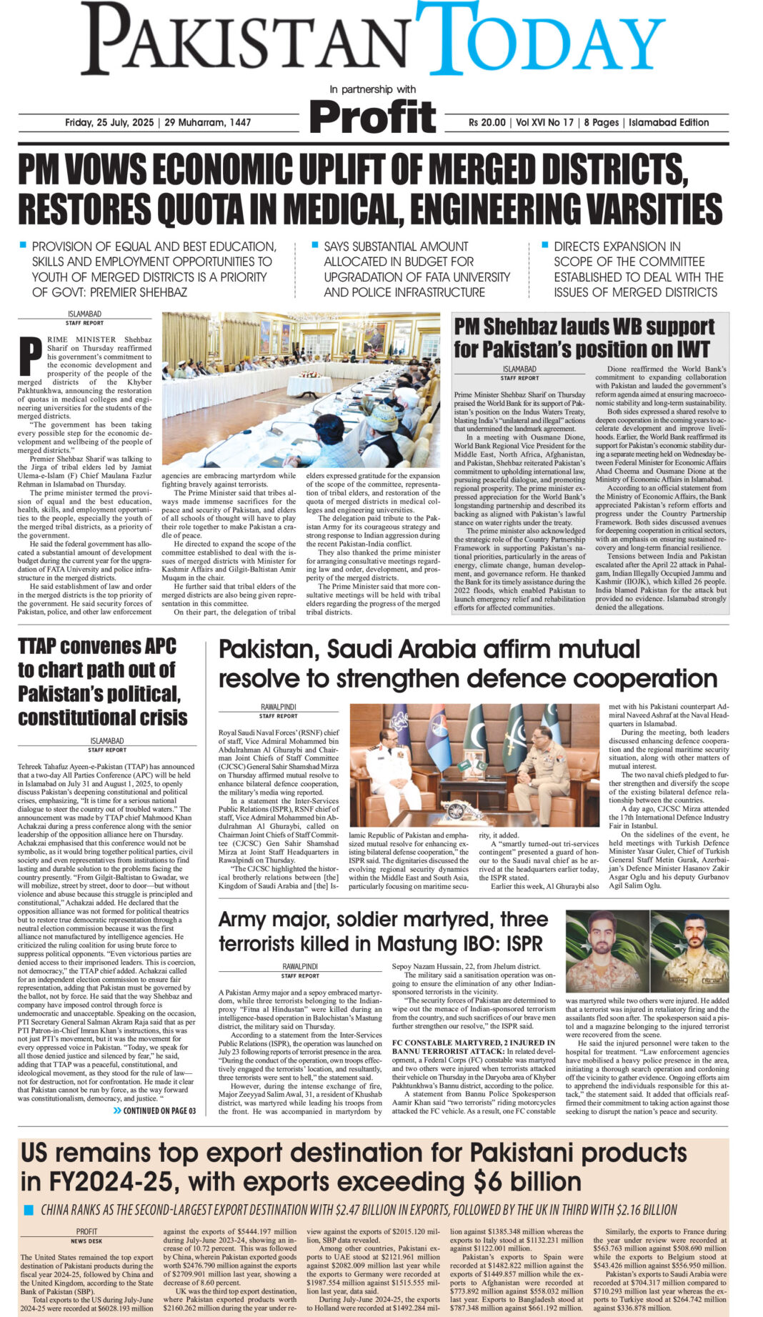 E-Paper 25-7-25 ISB | Pakistan Today