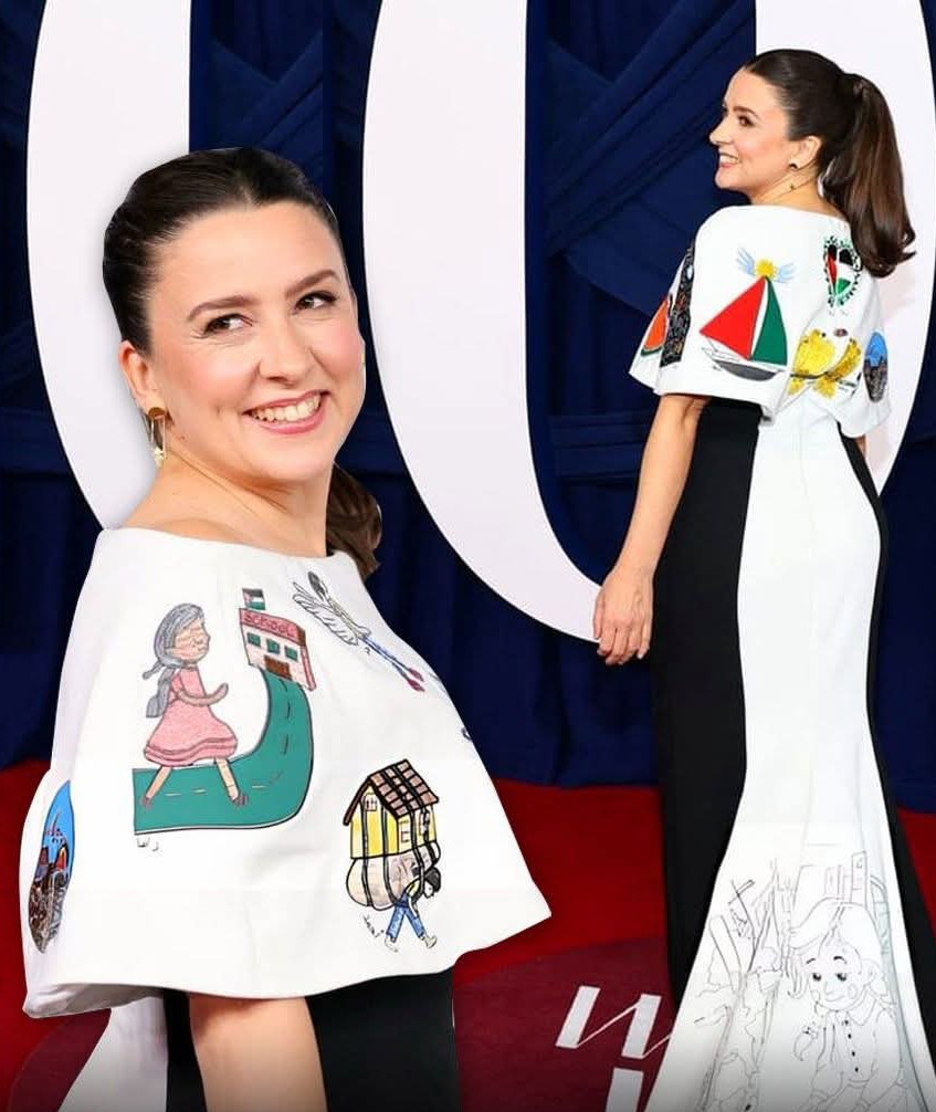 Ms. Rachel’s dress featuring Gaza children’s artwork steals the ...